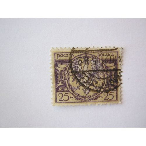 Eagle on a Large Baroque Shield timbre polska oblitere 25 mp - Mark ...