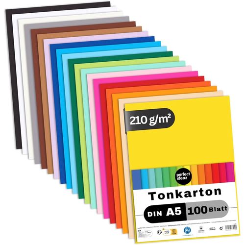 100 Feuilles De Papier Cartonné Din-A5, Carton De Bricolage, Teinté ...