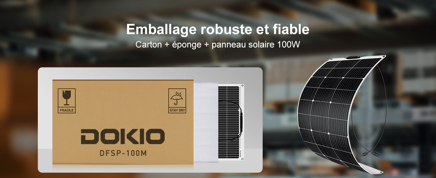 Panneau Solaire Souple 100W 18V (4PC) DOKIO Monocristallin Photovoltaïque 400W pour charger les ...