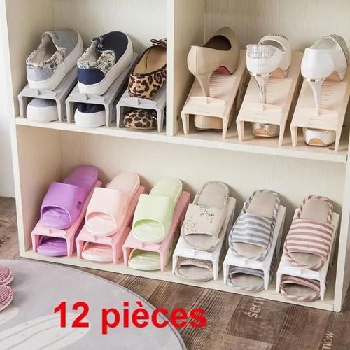 12pcs Rack Organiseur Chaussure en Plastique Gain de Place -Rangement ...