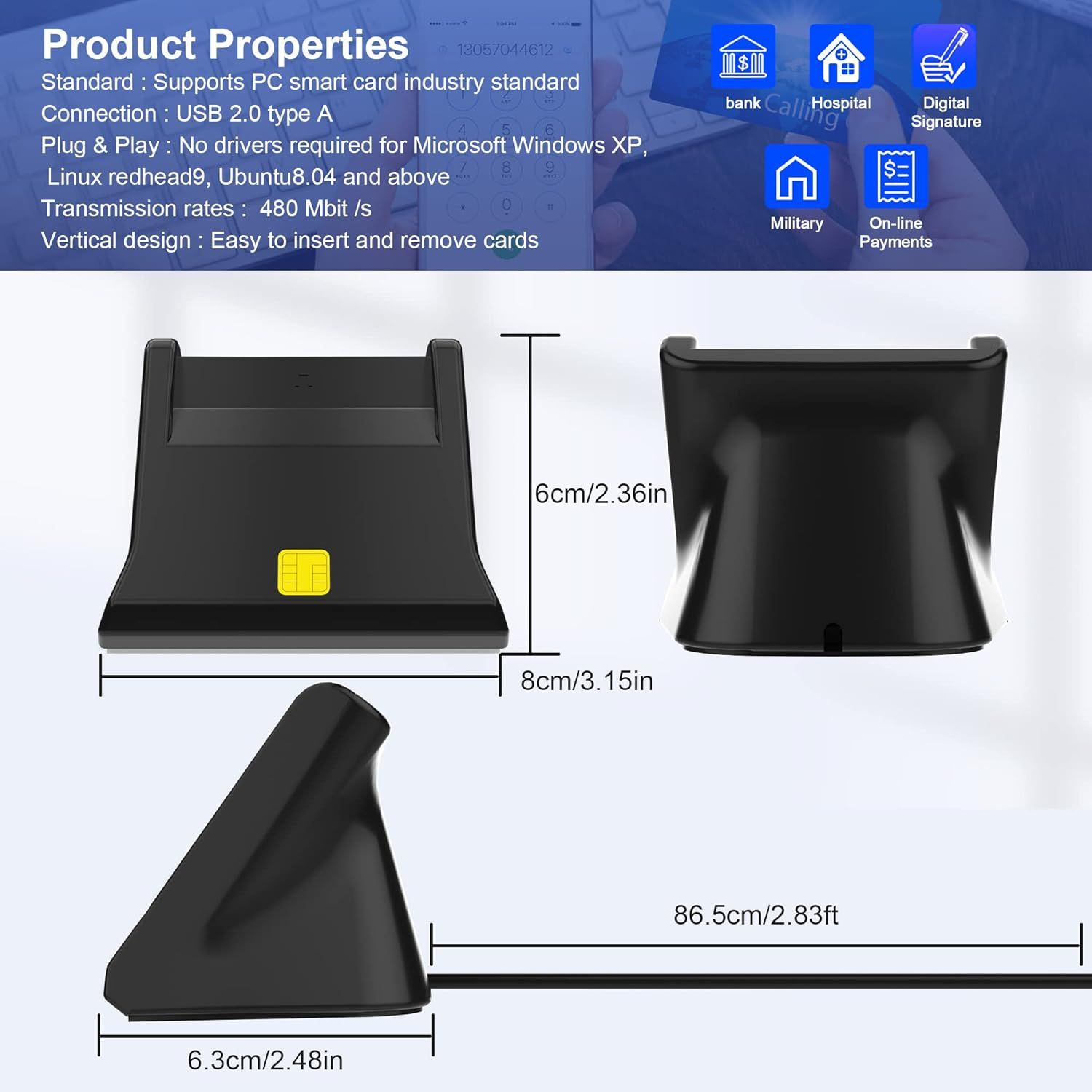 Lecteur Carte Identité Belge - Lecteur Carte ID - Plug & Play - Prend ...