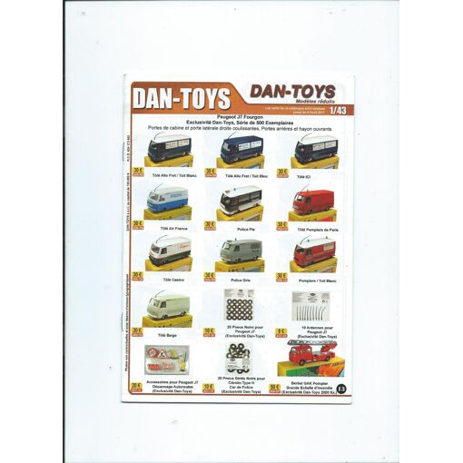 Catalogue dan-toys modèles réduits voitures, fourgons, camions de aout ...