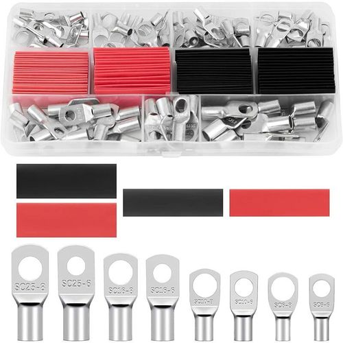 140PCS Cosses à Sertir Kit 60 Cosse Anneau a Sertir Electrique avec 60 Cosse Borne Batterie ...