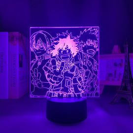 16 color with remote-Lampe Led en 3d My Hero Academia Deku Bakugo Shoto ...