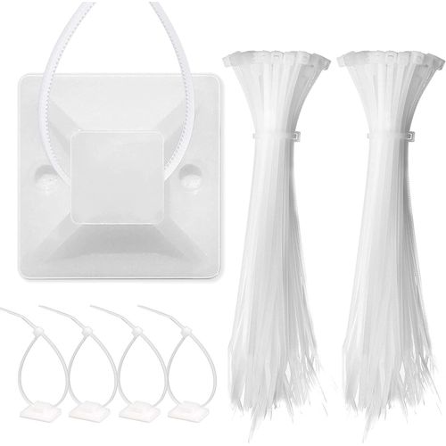 200 Pièces Attache Cable et 100 Supports de Auto-adhésifs Avec Socle Adhésifs,Cable Management ...