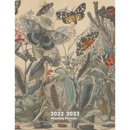 2022 2023 Monthly Planner: Vintage, Moth Cover, 2 Year Monthly Planner ...