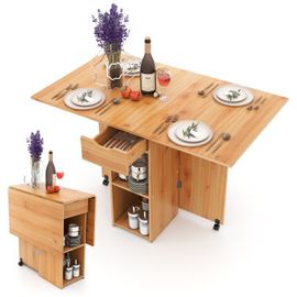 Table d¿Appoint Pliante COSTWAY 2 Roulettes, Console à Abattants ...