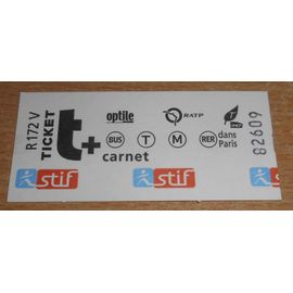 Ticket blanc optile ratp sncf metro bus tramway rer dans Paris marque ...