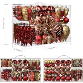 DÃ©corations de sapin de NoÃ«l Set de boules rouge et or, 102 pcs en 24 types Boules d'ornements ...