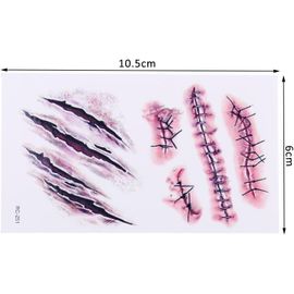 Chengzhi Tatouages Temporaires (10 Feuilles) - Halloween Zombie Scars ...