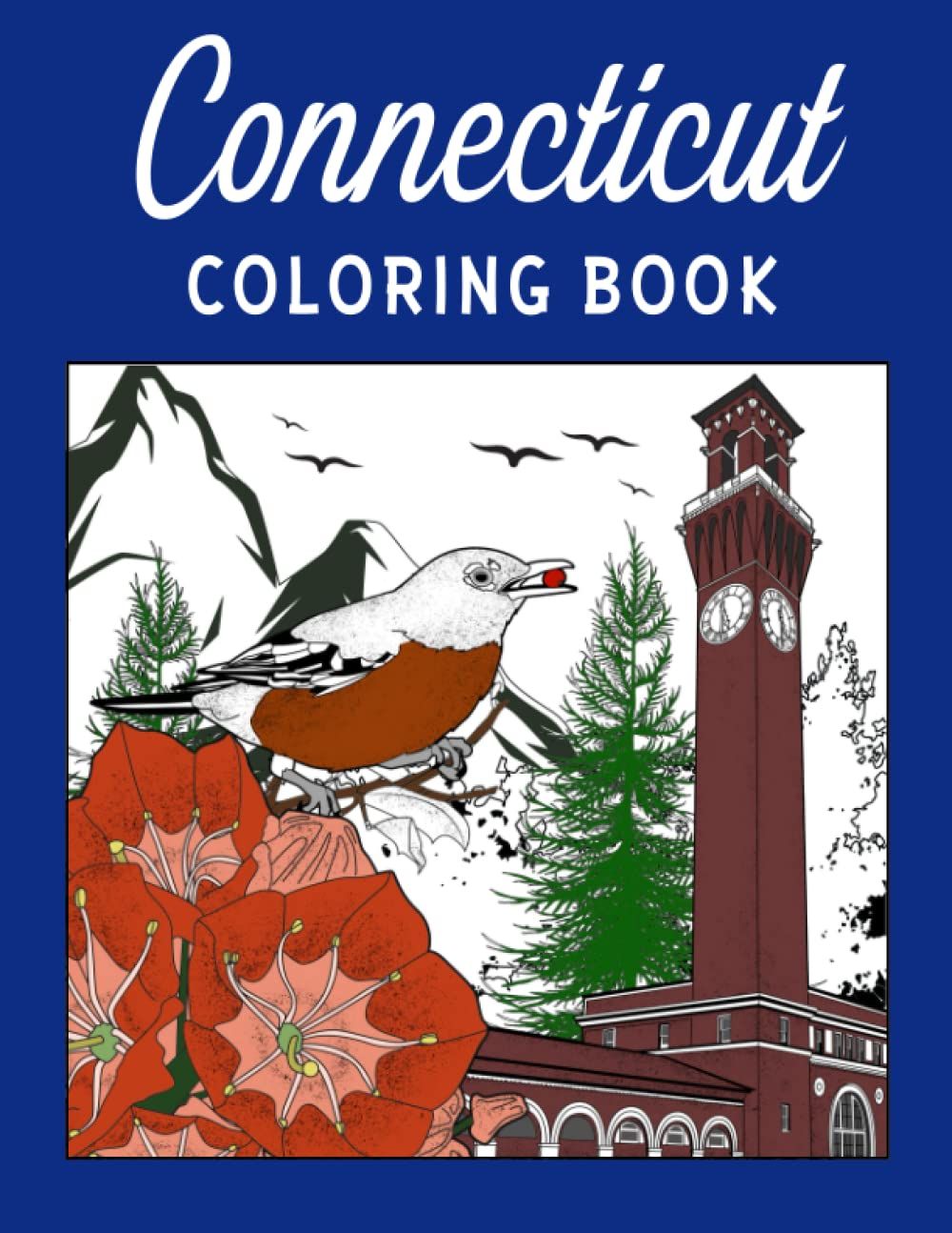 Connecticut Coloring Book: Adult Coloring Pages, Painting on USA States ...