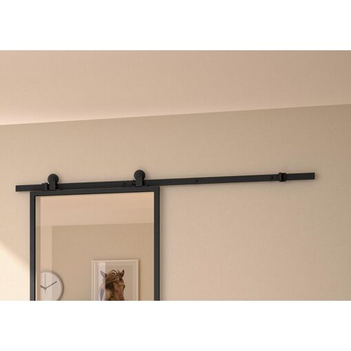 Kit porte Coulissante en applique Contemporain noir chêne terra cadre ...