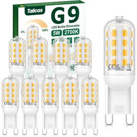 Ampoule LED G9 Dimmable, 5W Ampoules G9 2700K Blanc Chaud Équivalent à 40W Halogène, 450LM G9 ...