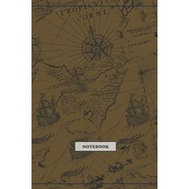Notebook: Antique Map Patterns, 6x9 Inches, Blank Lined Paper, 120 ...