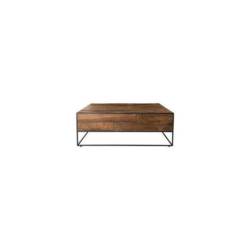 Table basse carrée bois de Teck recyclé et métal - SIANA | Rakuten