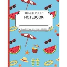 French Ruled Notebook: Blank Seyes grid system graph paper notebook for ...