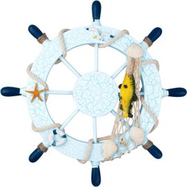 Steven 28 CM Roue de Bateau Nautique en Bois Bois de Plage Bateau de Direction Art Mural Roue de ...