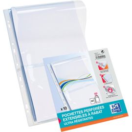 Sachet de 10 Pochettes perforées A4 avec Rabat en PVC Transparent | Rakuten