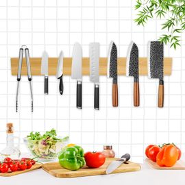 40cm Porte Couteaux Aimanté en Bambou, 16in Couteau Magnétique Blocs ...