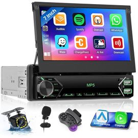 Autoradio 1 Din avec 7 Pouces Ecran Retractable, Carplay Android Auto, Poste Radio Voiture ...