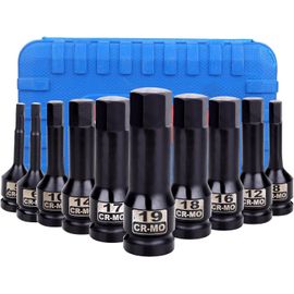 1/2'' Jeu de Douilles Longues À Chocs Hexagonal, 10 Pièces 5mm-19mm Jeu de Douille Allen avec ...