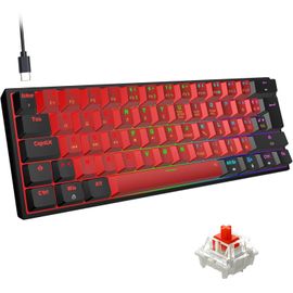Clavier Mécanique 60% Filaire Switch Rouge,Clavier Gaming Compact Noir ...