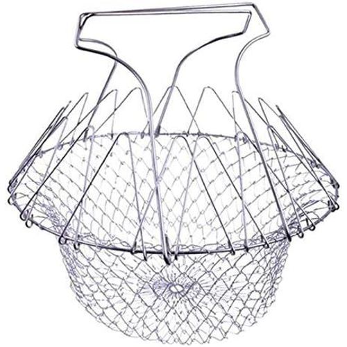 2PCS Panier à Salade Pliable en INOX, Vapeur de Rinçage Crépine Panier ...