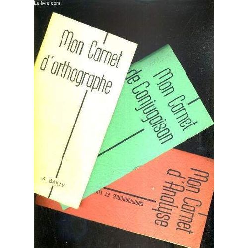 3 Ouvrages - Mon Carnet D'orthographe - Mon Carnet De Conjugaison - Mon ...
