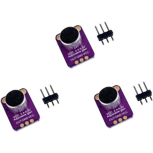 3 Pcs Electret Microphone Amplificateur Module Max4466 Gain Réglable Bleu Breakout Board Pour ...
