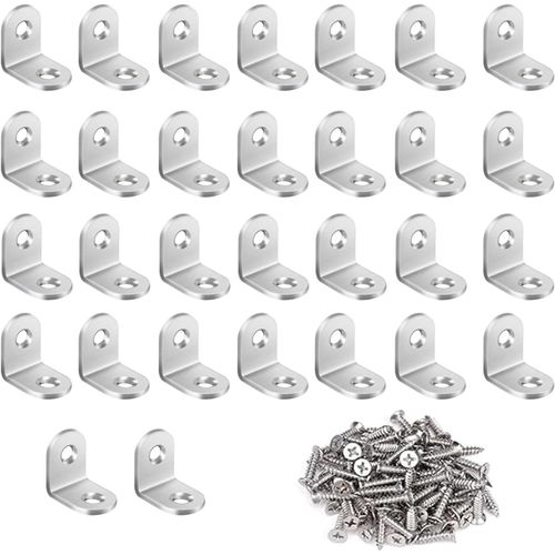 30 Pièces Équerre de Fixation Metal, Equerre Angle Droit avec 60 pièces ...