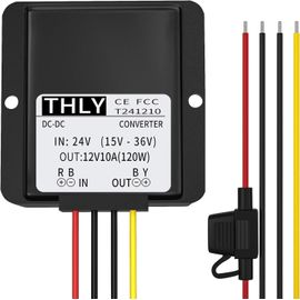 Transformateur Dc 24V À 12V 10A 120W Transformateur Abaisseur Avec Fusible Étanche, Réducteur De ...