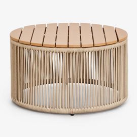 Table basse de jardin Calipso en bois et corde tressée Ø70 cm | Rakuten