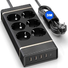 Multiprise Electrique 3M Avec 6 Prises Et 1 Port Type-C 20W Et 4 Ports Usb, Bloc Usb Multiprise ...