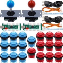 Arcade Game 2 Player Controller DIY Kit Microswitch Recessed Button 4&8 ...