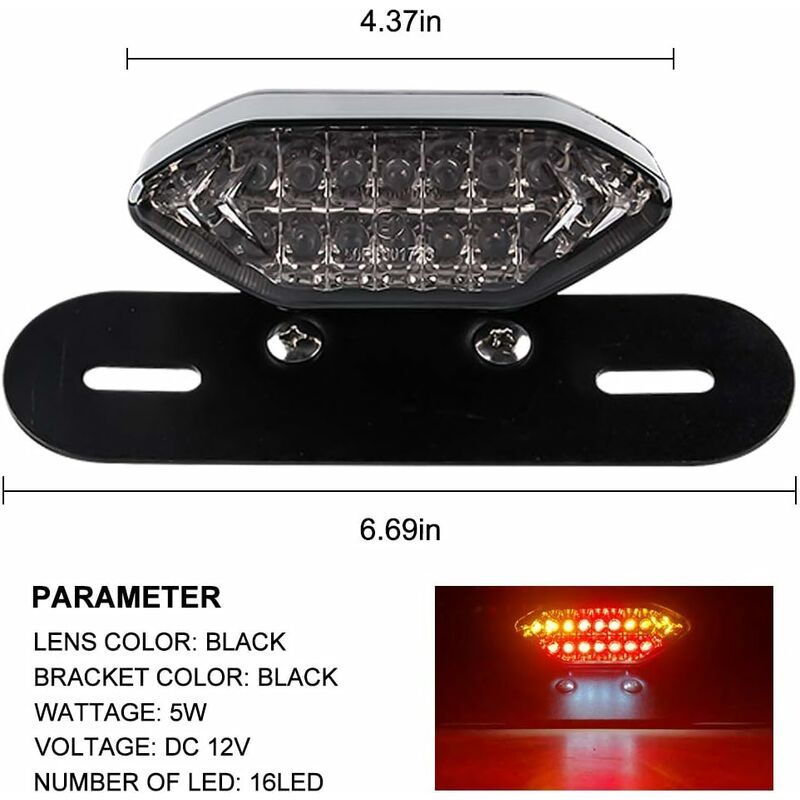 Feu Arrière Modifié Pour Moto Intégré Feu Stop Led&Clignotant Voyant 16 ...