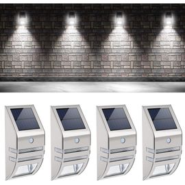 Lampes solaires pour poteau de cl?ture, capteur de mouvement, lumière de sécurité extérieure ...