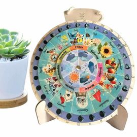 Calendrier de bureau perpétuel en bois, calendrier de ferme circulaire ...