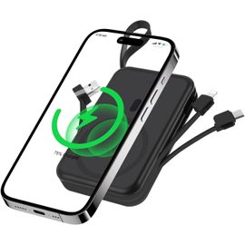 Batterie Externe Magnétique, Compatible Avec Magsafe, Batterie Externe 10000Mah Avec 2 Câbles ...