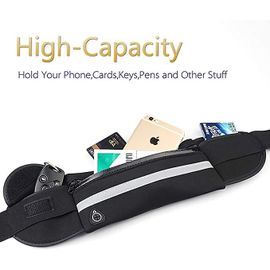 DYG Sac banane extensible pour course à pied (noir), sac banane étanche ...