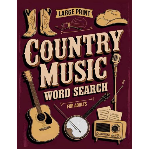 Country Music Word Search Large Print for Adults: 100 Vintage Western ...