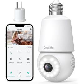 Camera Surveillance Wifi Intérieur/Extérieure Sans Fil,2K Ampoule Camera Surveillance Wifi ...