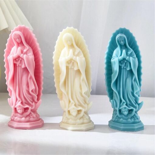 Moule à bougie en silicone 3D Vierge Marie, moules de sculpture Mary ...