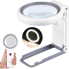 Artis Loupe 30X 10X avec lumière et support, loupe de poche pliable 18 LED illuminée loupe ...