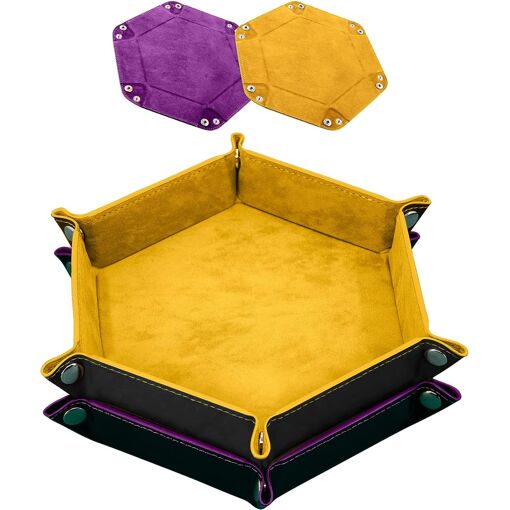 Plateau de dés 2 pièces (jaune et violet) plateau de dés pliable en ...