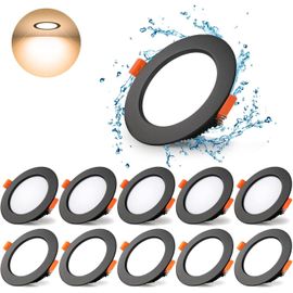 10 x Spot led Encastrable Noir Extra Plat,500LM 5W Rond Plafond Encastrés LED =50W Incandescence ...