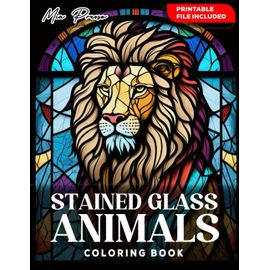 Stained Glass Animals Coloring Book: Stained Glass Patterns Coloring ...