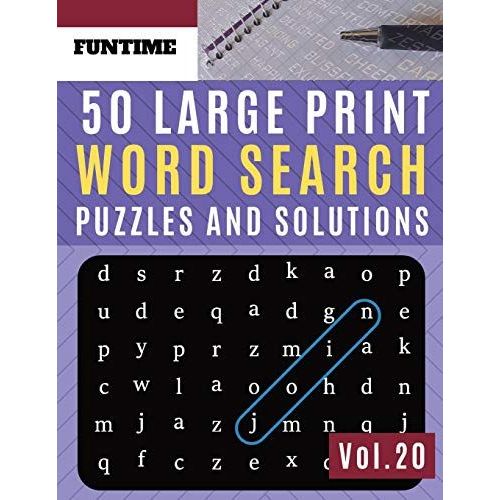 50 Large Print Word Search Puzzles and Solutions: FunTime Activity ...