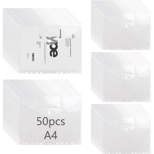 50 Pièces Pochettes Plastiques Perforées a4, Classeur Pochette ...