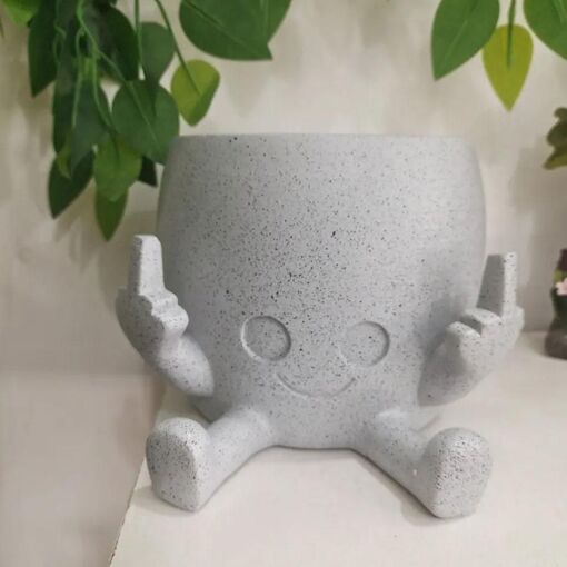 Middle Finger Happy Planter Kawaii Pot de fleurs avec visage, succulent ...