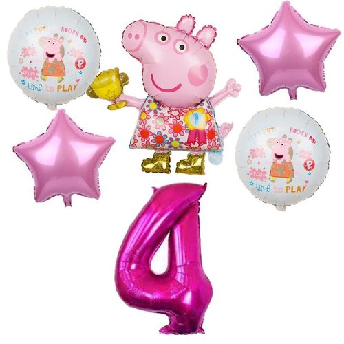 6 pièces dessin animé Peppa cochon feuille ballons 32 pouces numéro ...